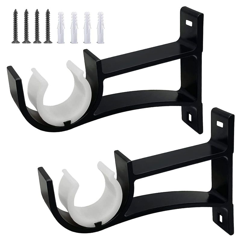 Curtain Rod Brackets, Black Heavy Duty Metal Curtain Rod Brackets ...