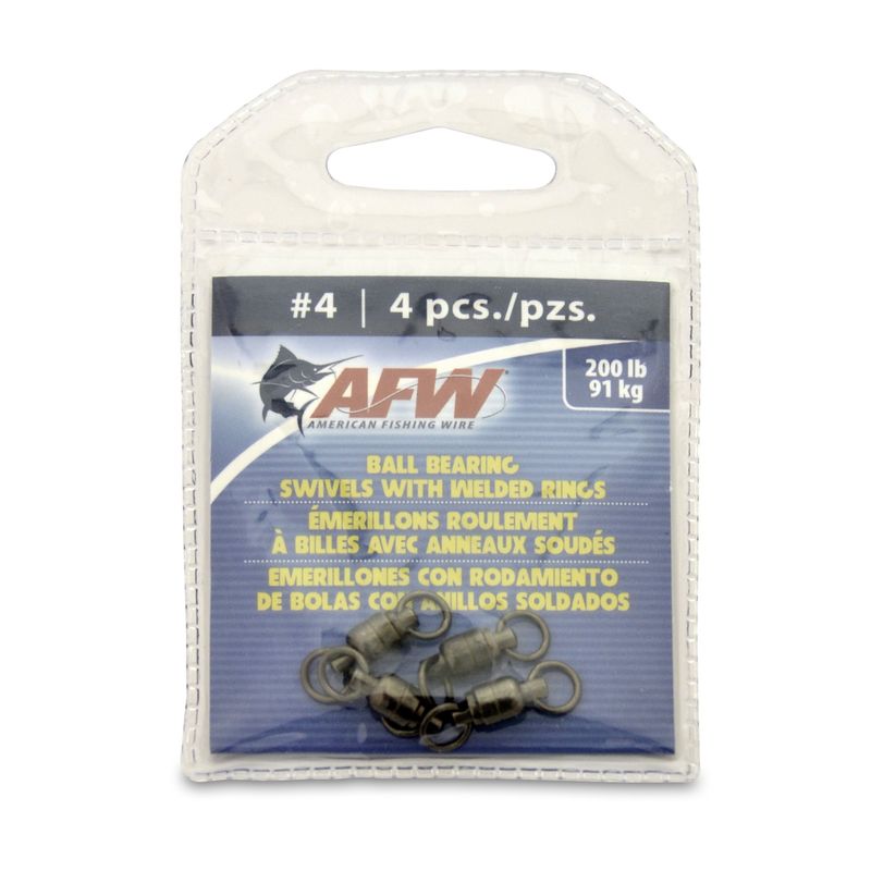American Fishing Wire Black Ball Bearing Swivels (4 Pieces), Size 4 ...