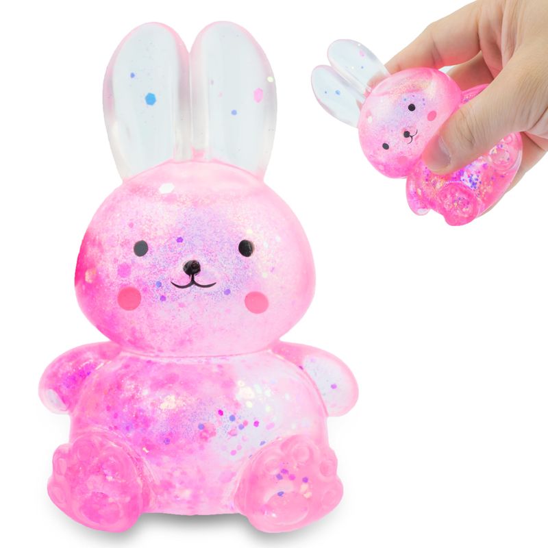 Squishy Stress Glitter Rabbit Toy for Kids Adults, Sugar Balls - Syrup ...