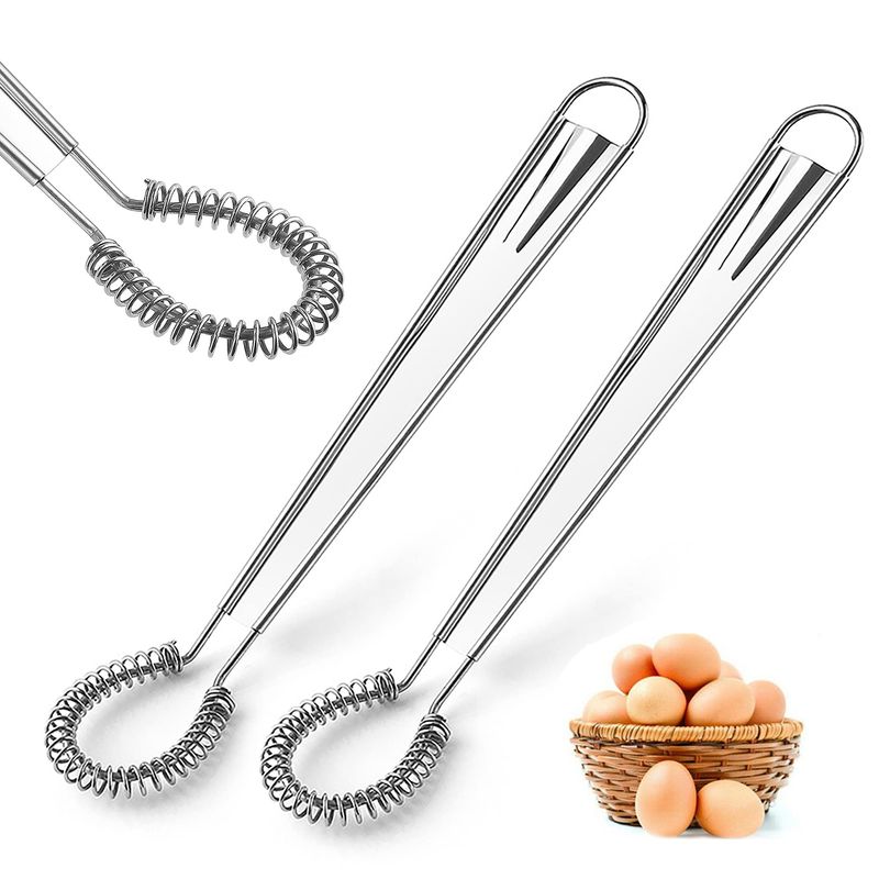 2 Pack Stainless Steel Mini Whisks Spring Coil Wire Egg Beater ...