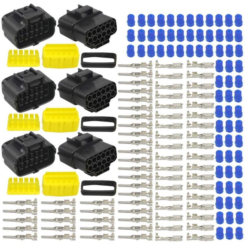 WMYCONGCONG 3 Kits 12 Pin Way Waterproof Electrical Connector Plug for ...