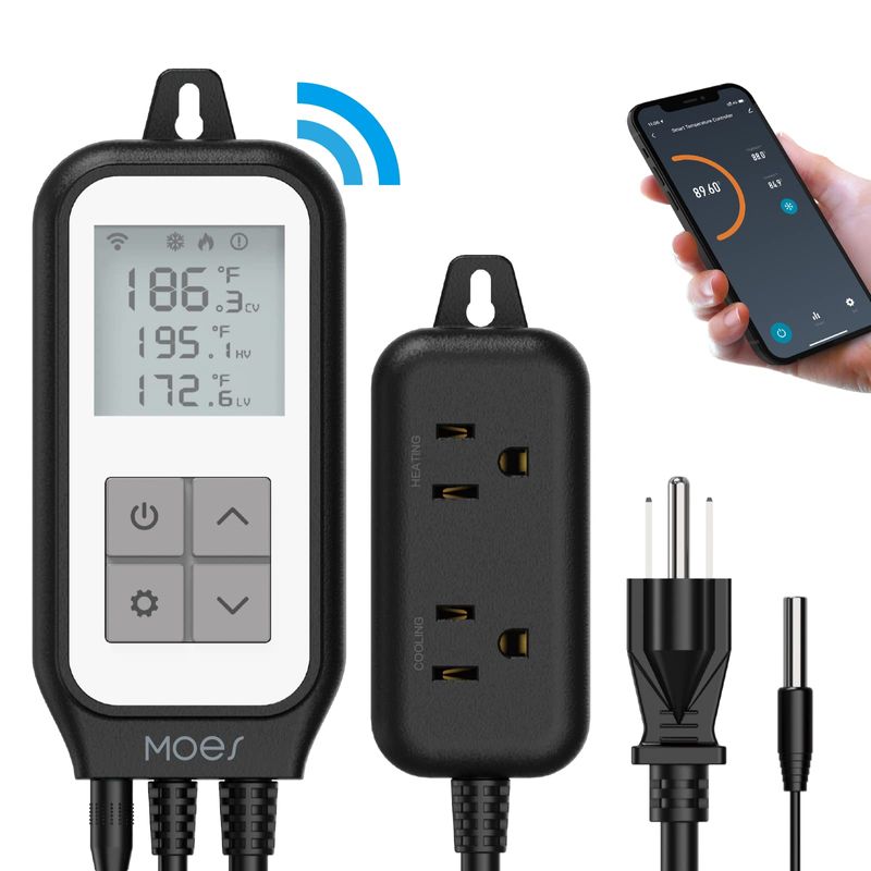 MOES Smart WiFi Cooling Heating Thermostat Outlet, Tuya Digital ...