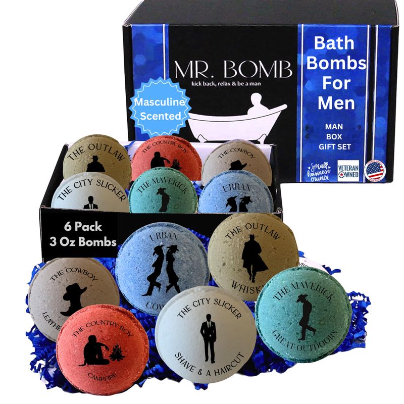 Mr. Bomb Dude Bath Bombs for Men, Infused for Guy Relaxation, Gift for Him, Manly Bath Soak ...