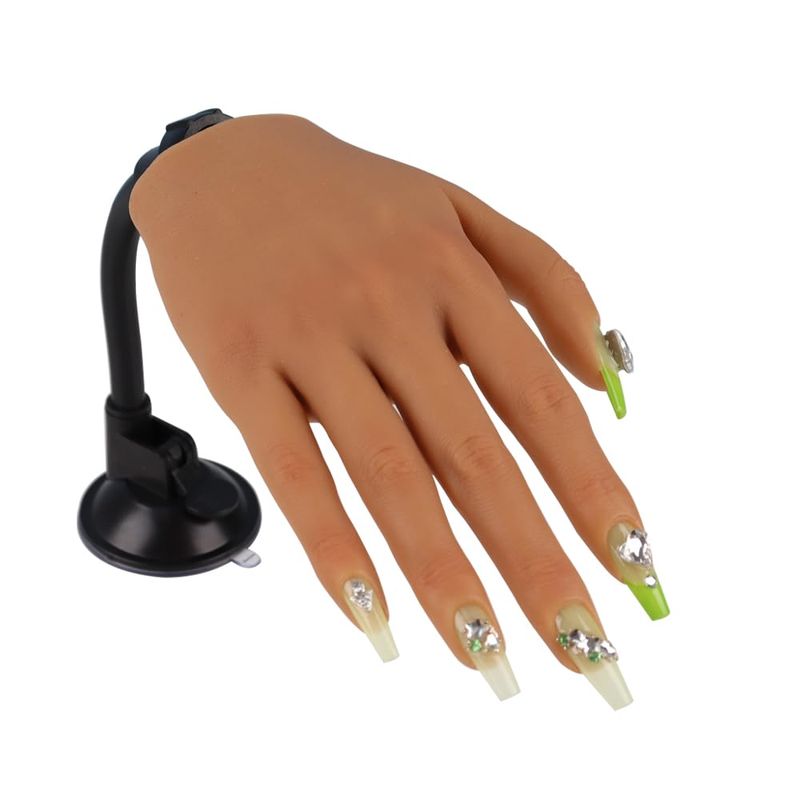 Practice Hand for Acrylic Nails with Stand Bracket, Silicone Fake Hands ...