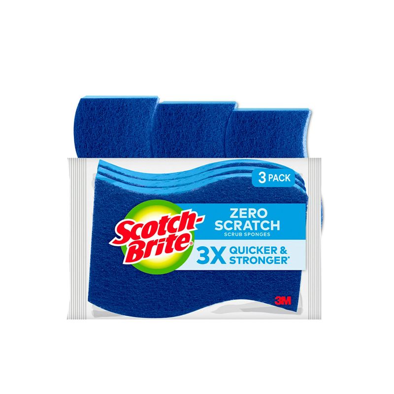 Scotch-Brite Zero Scratch Scrub Sponges, 3 Kitchen Sponges for Washing ...