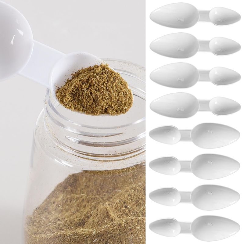 8 PCS 2.5ml/5ml Double Sided Plastic Spoons, Reusable Medicine Spoon ...