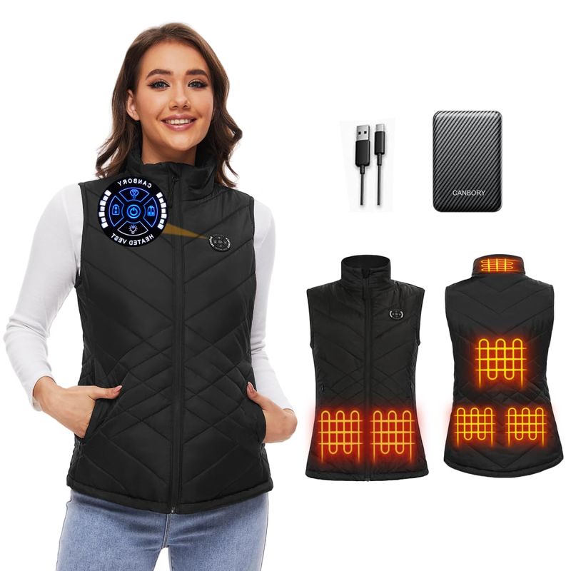 CANBORY Heated Vest Women with Battery Pack Included, 5IN1 Controller ...