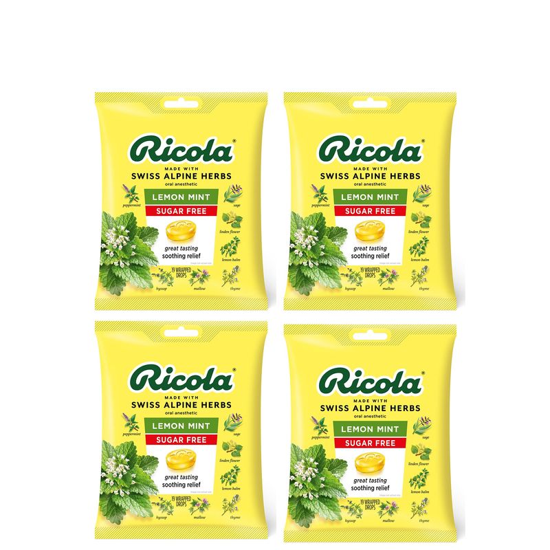 Ricola Sugar Free Lemon Mint Herbal Cough Suppressant Throat Drops | Naturally Soothing Long ...