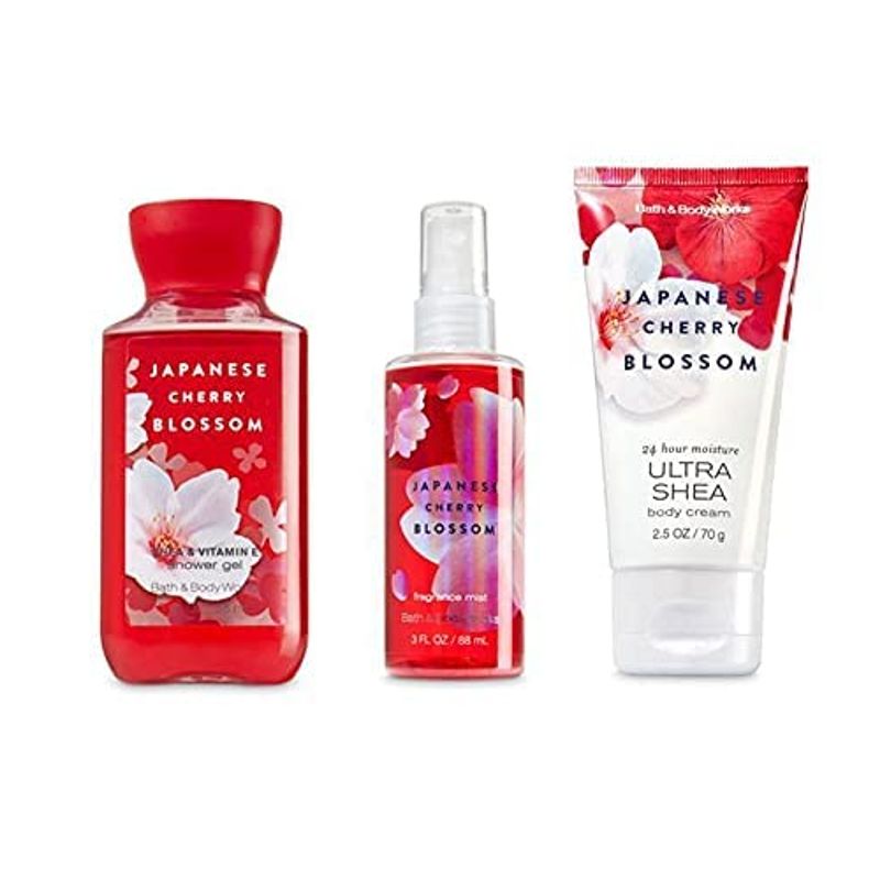 Bath & Body Works Japanese Cherry Blossom Mini Box Gift Set - Shower Gel, Body Lotion ...
