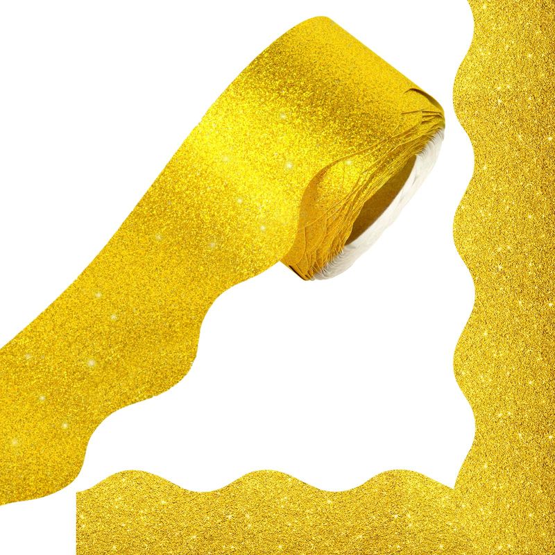 Gold Glitter Bulletin Board Borders, 65.6Ft Shine Gold Scalloped ...