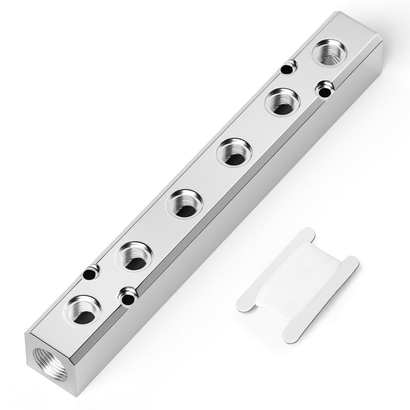 TAILONZ PNEUMATIC Silver 6 Way Pneumatic Shunt Aluminum Block Pneumatic Manifold Air ...