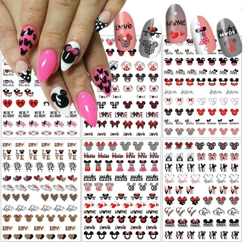Cute Nail Art Stickers Nail Decals Valentine Cartoon Heart Nail Design ...