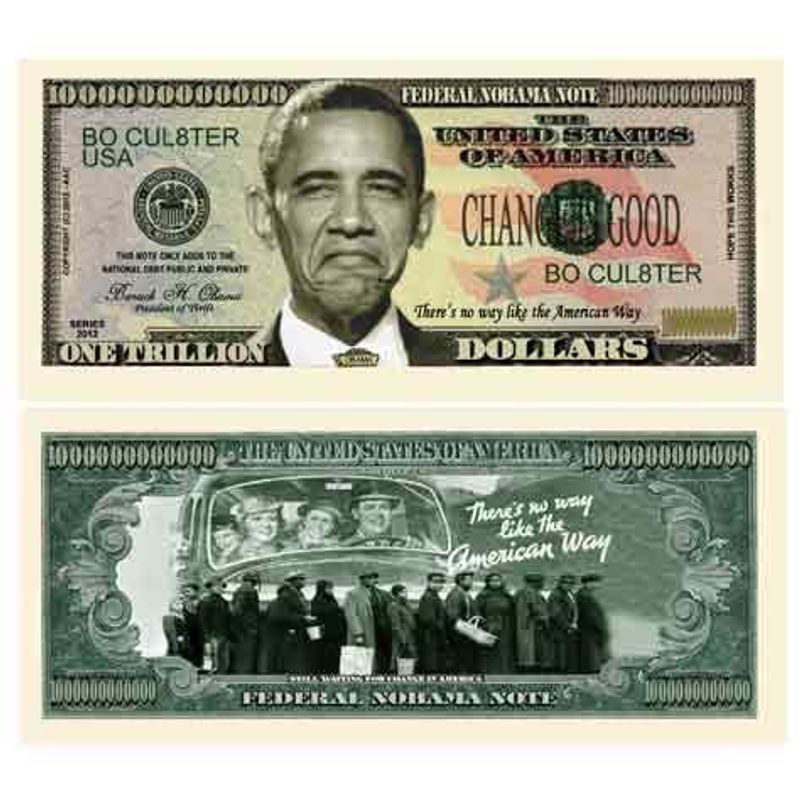 Set of 50 - Nobama 2012 Trillion Dollar Bill - Online Marketplace ...