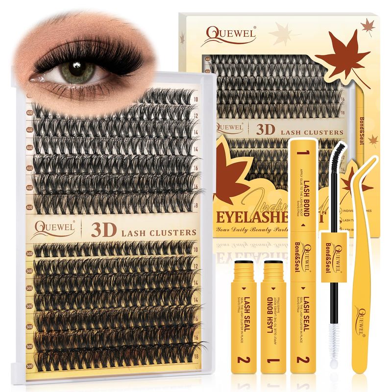 QUEWEL Cluster-Lashes Kit 40D+50D Individual-Eyelashes Kit 280Pcs Mix ...