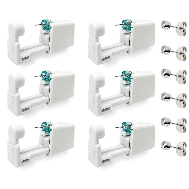 6 Pack Ear Piercing Kit, Disposable Ear Piercing Gun, Self Ear Piercing ...