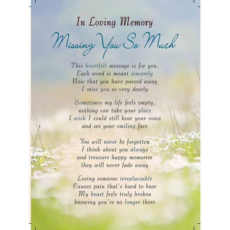Piccadilly Greetings Regal Publishing Memorial Card Missing you - 120 x ...