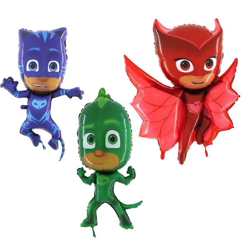 Pyjama Heroes Pj Masks Foil Balloons Figures Pack of 3 with Eulette ...