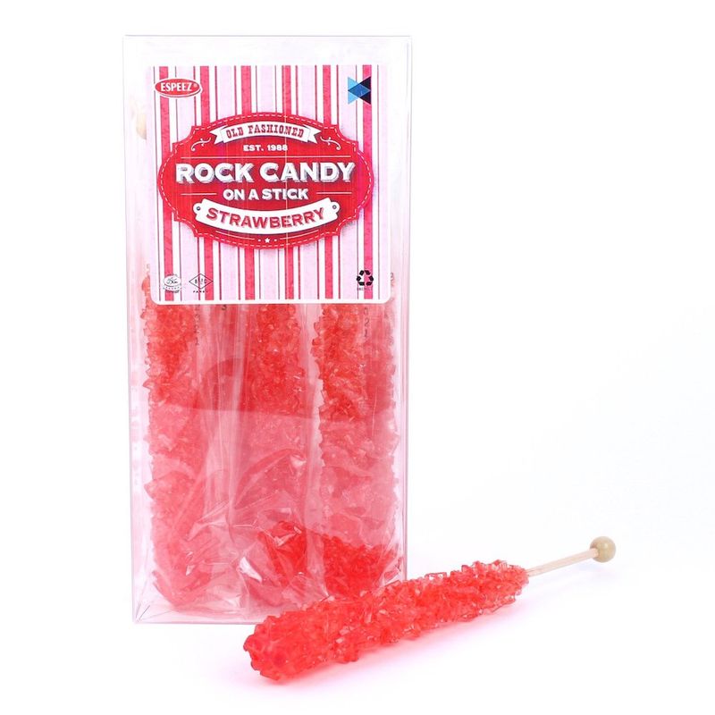 Extra Large Rock Candy Sticks: 12 Strawberry Lollipop - Red Rock Candy ...