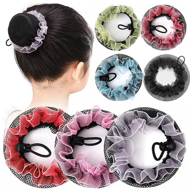 AsggBah 7pcs Colored Bun Hair Nets Set Large Sized 10Cm/3.9In Reusable ...