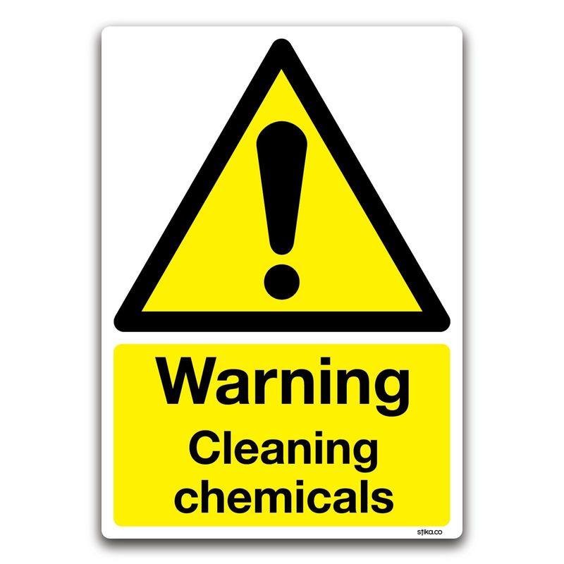 stika.co Warning Cleaning Chemicals Safety Sign – 200 x 300 mm Self ...
