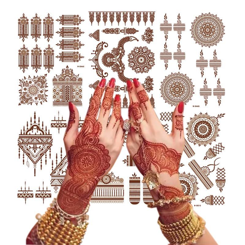 12 Pieces Henna Tattoo Kit Temporary Tattoo Adult Stickers Lace Pattern ...