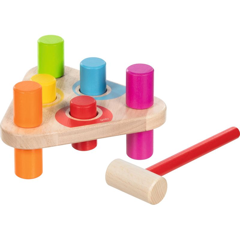 goki 58339 Hammer Bench Rainbow Colours Wooden Triangular Wooden Toy ...