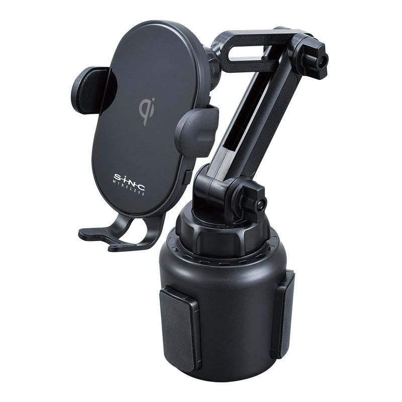 セイワ(SEIWA) 車内用品 スマホホルダー Qi ワイヤレス充電器搭載 ブラック D600 ドリンクホルダー差込取付 USB Power Delivery入力 蓄電用キャパシタ内蔵 静音 ...