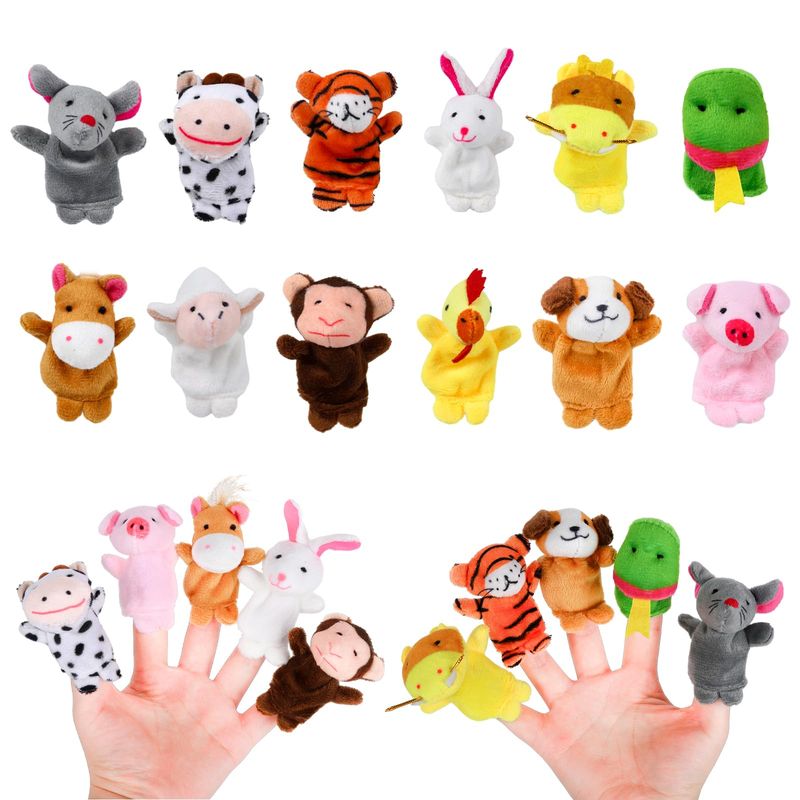 12Pcs Mini Plush Animal Finger Puppets, 12 Style Cartoon Small Hand ...