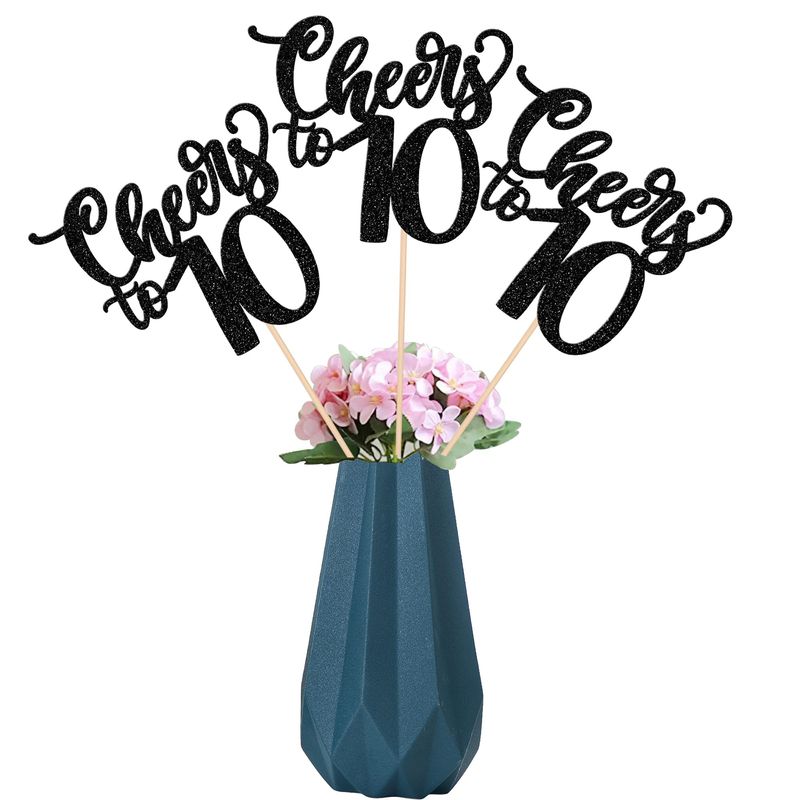 SYKYCTCY 12 Pack Cheers to 10 Centerpiece Sticks Assembled Glitter ...