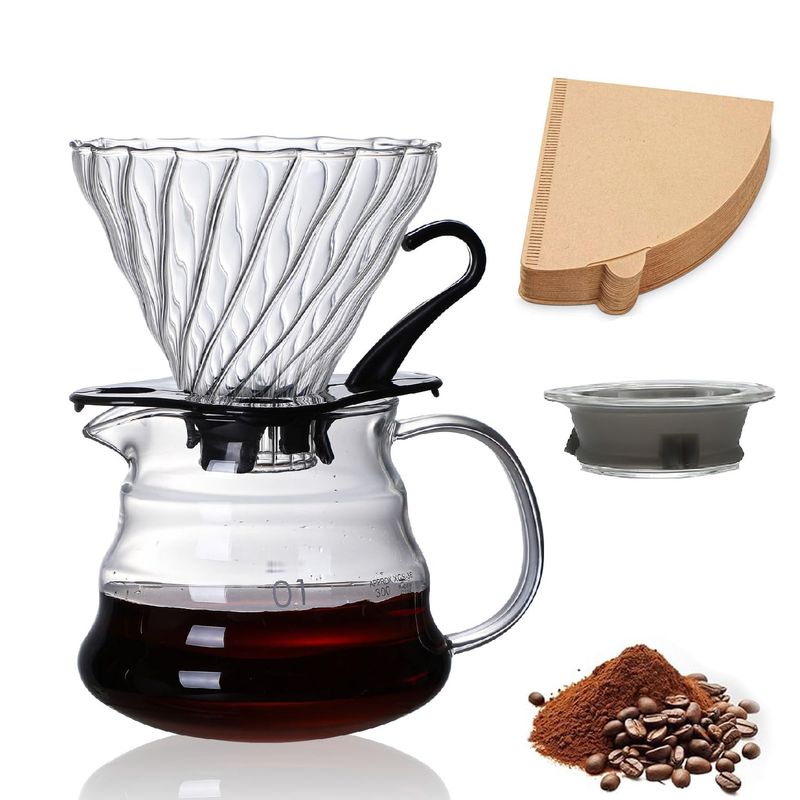 FGIUKC Coffee Server Heat Resistant Glass Plastic Rack Coffee Dripper ...