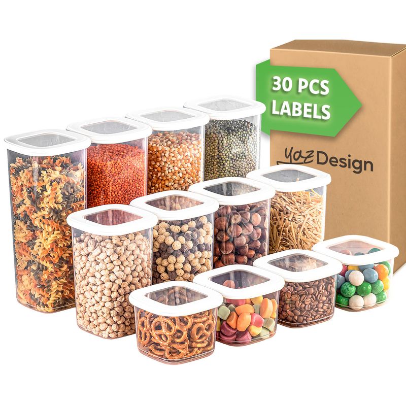 Yaz Design Food Storage Containers with Lids - Set of 12 Pantry ...