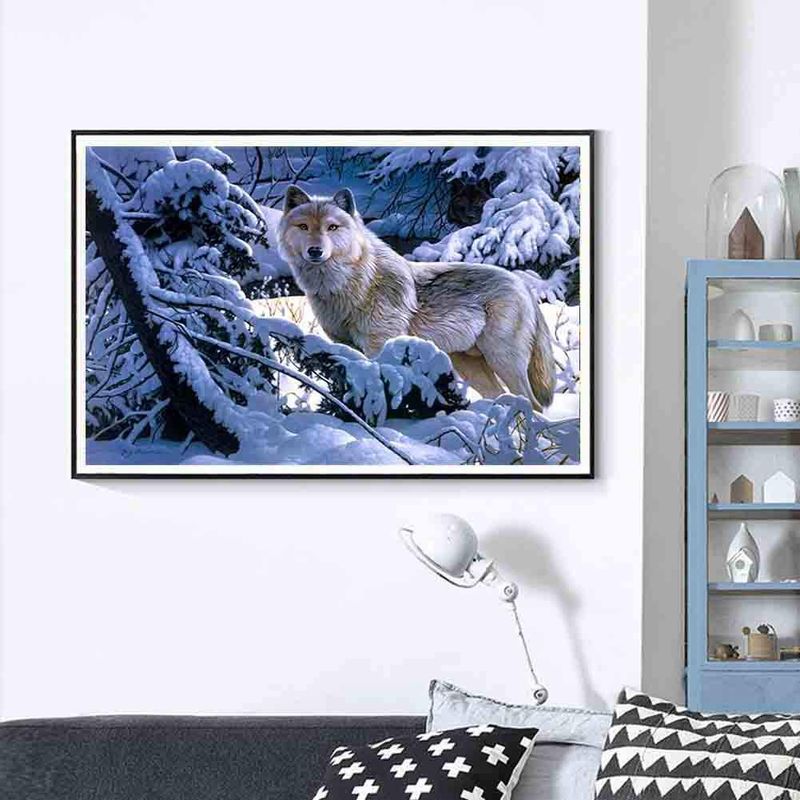 5D Diamond Painting Kits, Wolf White Snow Wolves Animals WOWDECOR Full ...