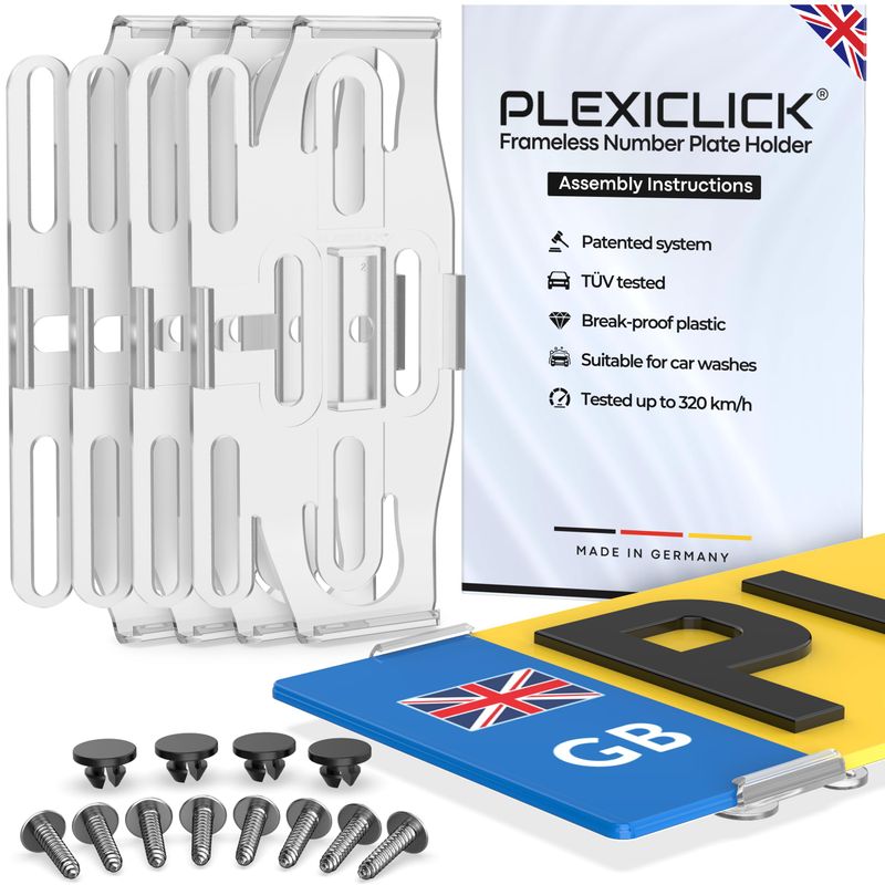 PLEXICLICK® ORIGINAL Number Plate Holder for Cars - Frameless Invisible ...