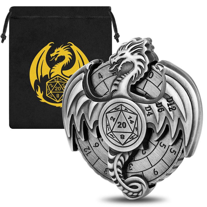 DND Wheel Dice Spiner, Fingertip Gyro, 7-in-1 Dragon Metal D&D Dice ...