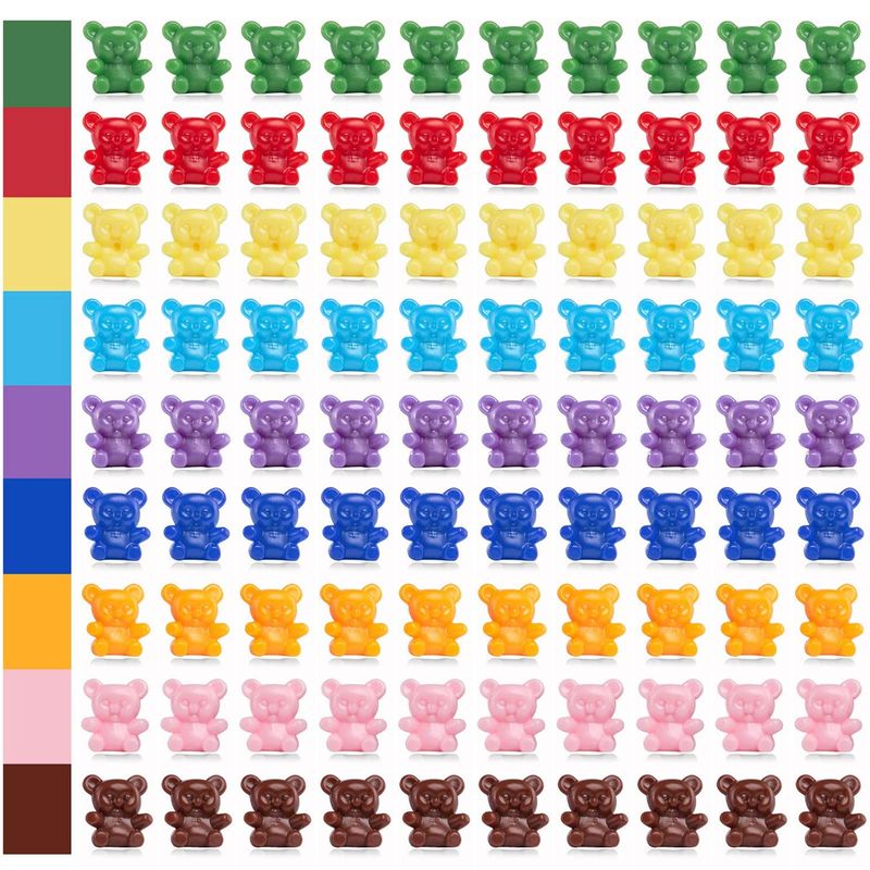 XINHUIDALSQ 90 Pieces Colored Counting Bears 0.62 Inch Rainbow Counting ...