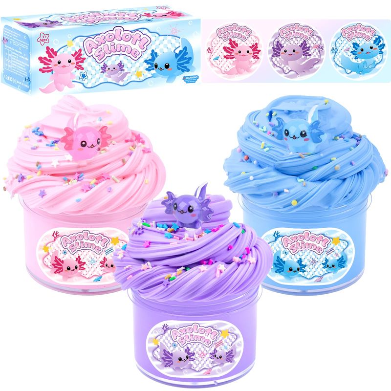 3 Pack Axolotl Butter Slime, Butter Slime Kit with Pink, Blue, Purple ...