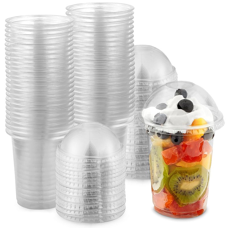 12 oz Clear Plastic Dessert Cups with Lids (Set of 50) Small Disposable ...