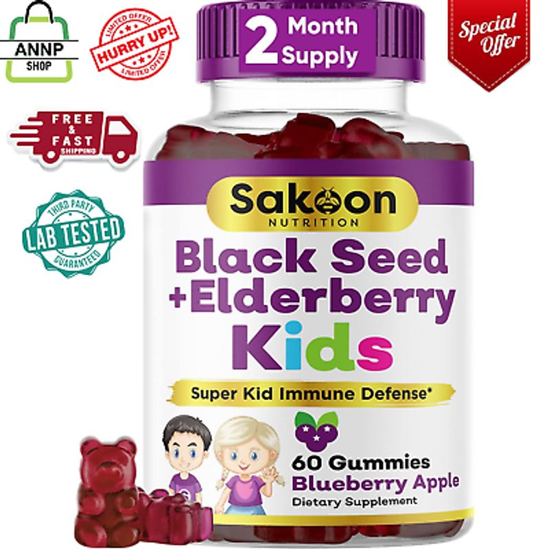 Elderberry & Black Seed Oil Gummies for Kids Immune Support Gummies with Vitamin - Online ...