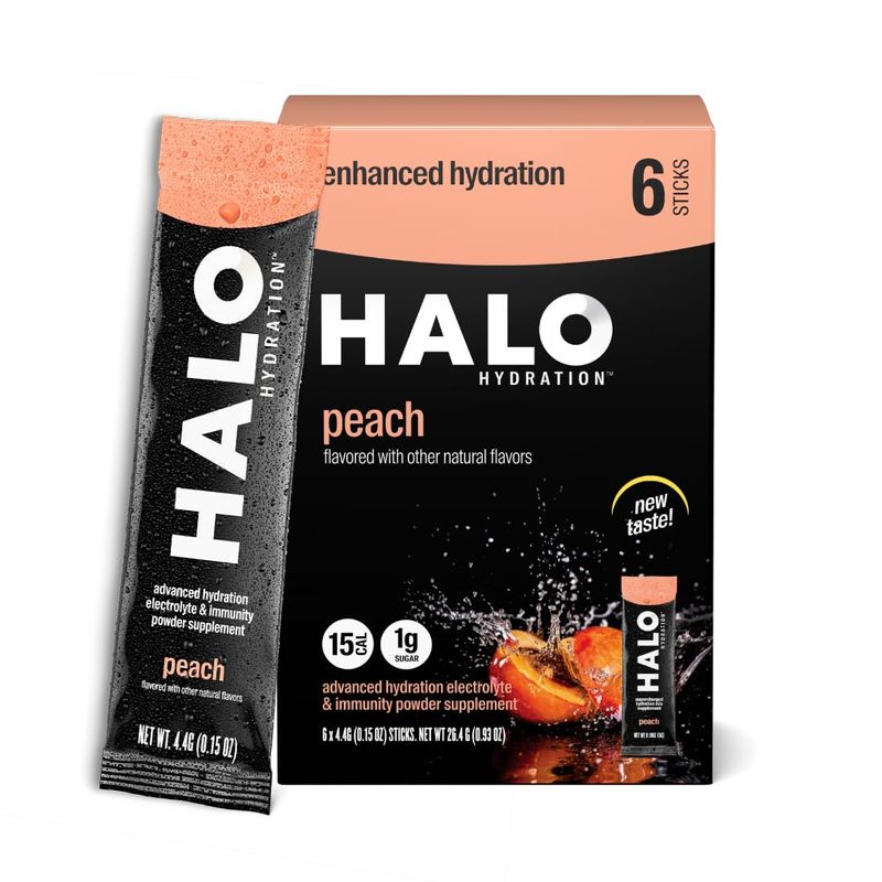 HALO Hydration Electrolyte Powder Packets – Peach - 6 Servings (5g Each ...