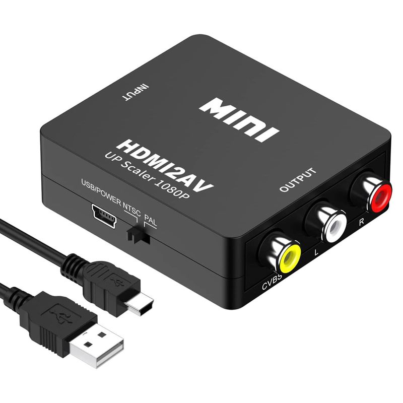 HDMI to RCA Converter, HDMI to AV Adapter, Supports 1080P, PAL/NTSC ...