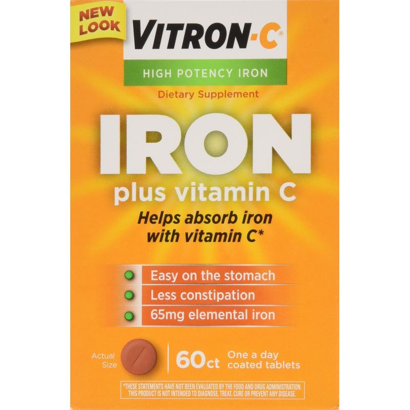 VITRON-C High Potency Iron Plus Vitamin C Tablets - 60 Ea - 3 pack ...