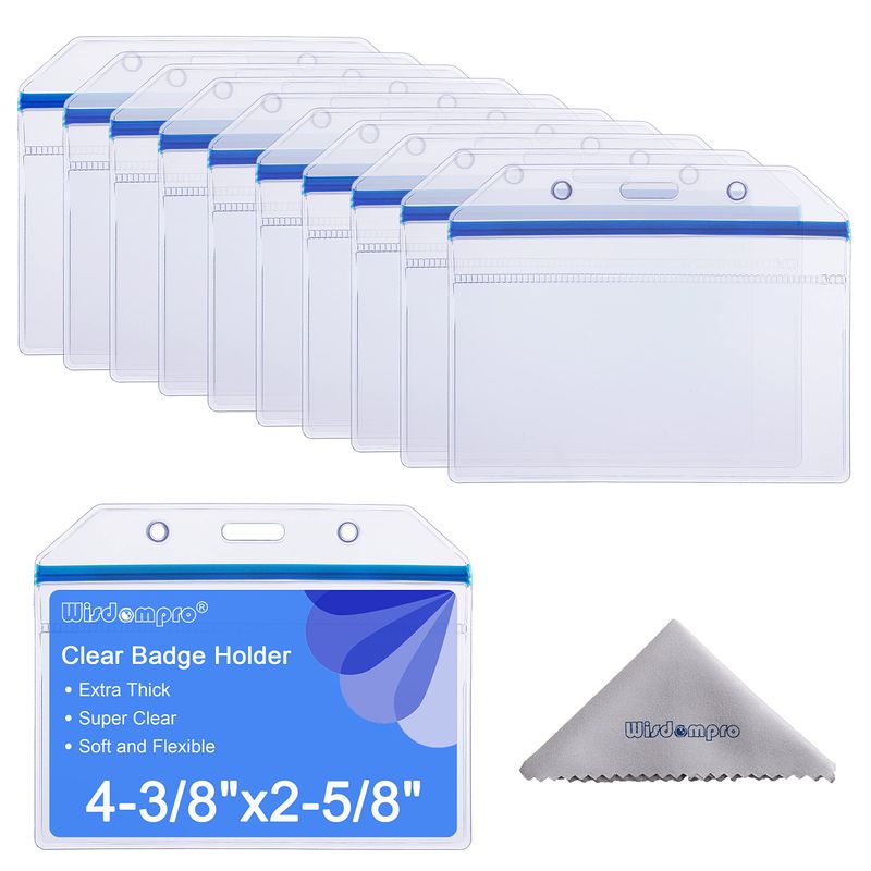 Wisdompro ID Card Holder, 10 Pack Clear Extra Thick Heavy Duty Vinyl ...