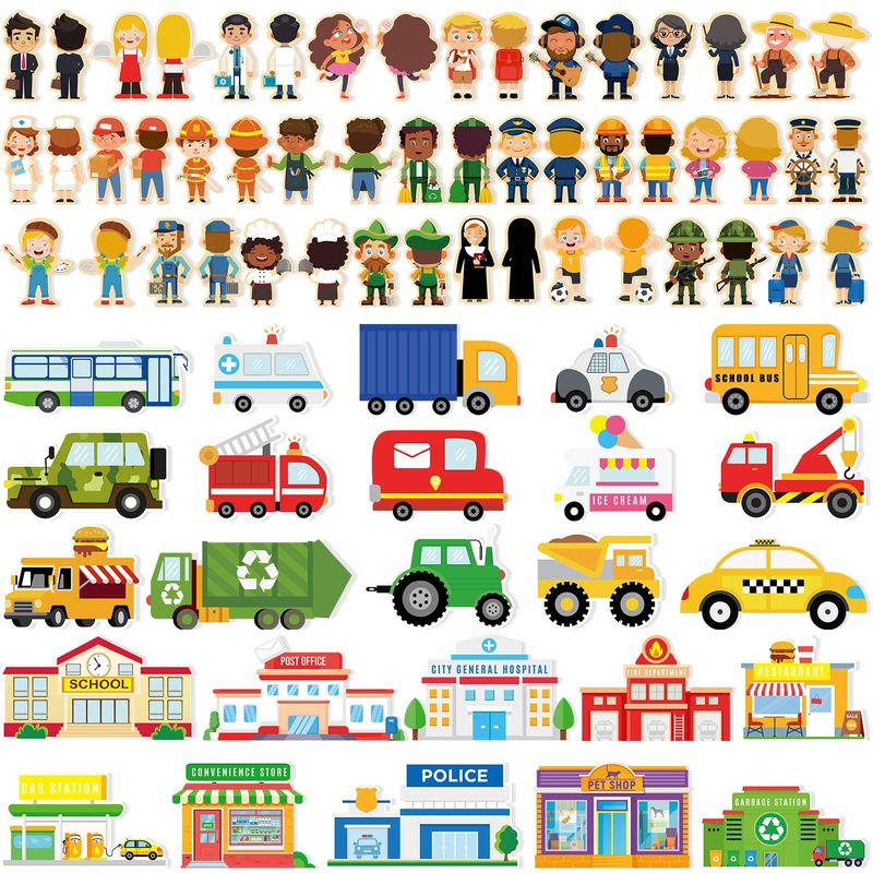 Gemscream 50 Pcs Wooden Community Helpers Pretend Play Set Community ...
