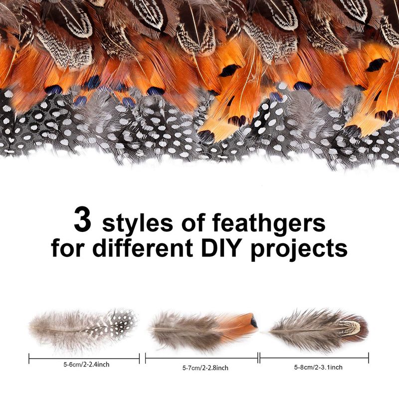 camelize Brown Feathers, 350pcs Natural Speckled Feathers for DIY Dream ...