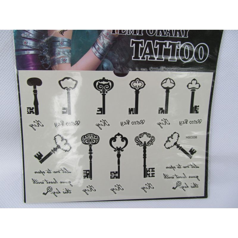 TT: Lock Keys Temporary Tattoos, ladies, mens Quality Fashion Black ...