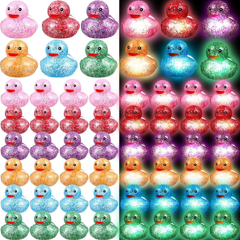 Deekin 48 Pcs LED Light Up Rubber Duck 2'' Mix Color Cute Small Ducks ...