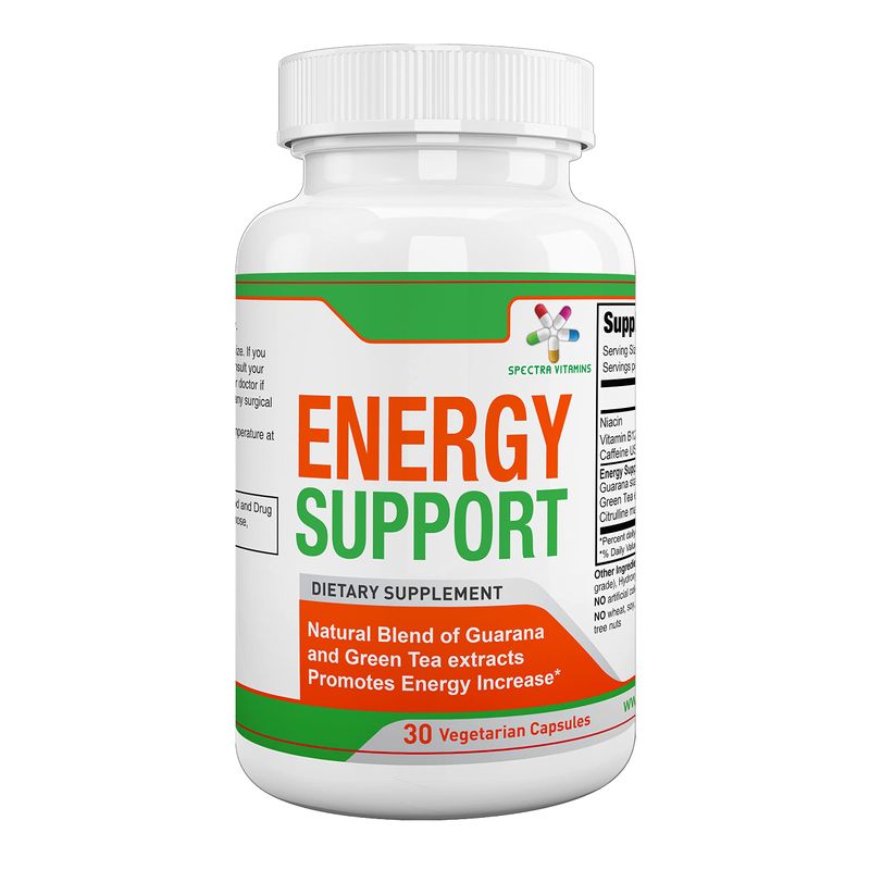 Spectra Vitamins Natural Energy Support 30 Capsules - Guarana Capsules ...