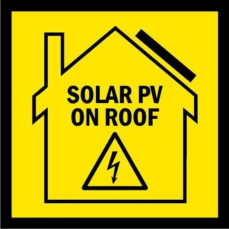 Solar PV On Roof, warning sign - 3mm Aluminium sign (300mm x 300mm ...