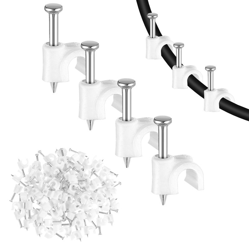 Andibro 100-pack Cable Clips with Steel Nails, 4mm Wire Wall Clips ...