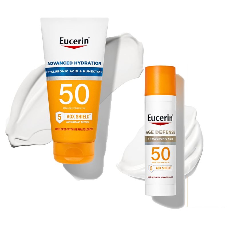 Eucerin Sun Advanced Hydration SPF 50 Sunscreen Lotion + Age Defense ...
